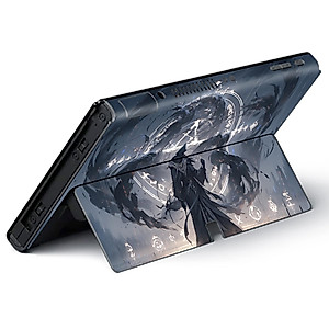 PlayVital Full Set Protective Stickers for Nintendo Switch OLED Model, Customized Vinyl Decal Skins for Switch OLED Console & Joycon & Dock & Grip - Runecaster