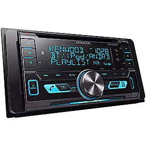Kenwood Double-DIN In-Dash CD/MP3/USB Bluetooth AM/FM Car Stereo Receiver High Resolution Audio Compatibility Pandora/iHeart Radio/Spotify/iPhone and Android App Ready with ALPHASONIK EARBUDS