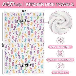 Lingtoolator Easter Kitchen Towel Easter Cartoon Rabbit Bunny Dish Towel 18 x 28 Inch Hand Drying Tea Towel for Spring Holiday Cooking Baking Cleaning, 18 x 28 Inch, 2 Pack