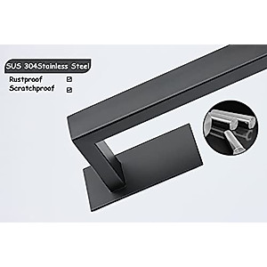 Vanloory Bathroom Towel Bar Self Adhesive, No Drilling Towel Rack Easy to Install, Hand Towel Holder Made of Premium Stainless Steel Sticky on Hand Towel Hanger for Kitchen, Toilet.(12IN, Black)