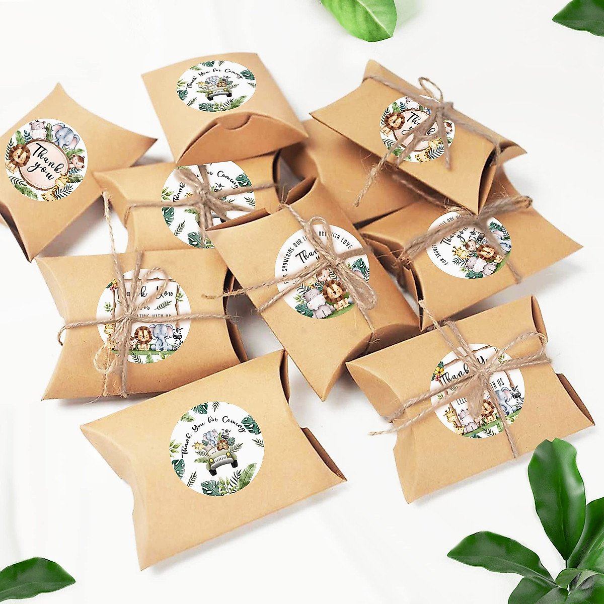 80 Wild Safari Thank You Stickers, Jungle Safari Baby Shower Favor Stickers, Wild Animals Birthday Party Favor Label Decorations (2 Inch)