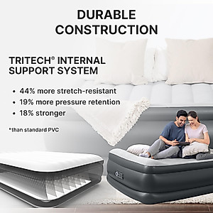 SLEEPLUX Durable Inflatable Air Mattress with Built-in Pump, Pillow and USB Charger, 22" Tall Queen