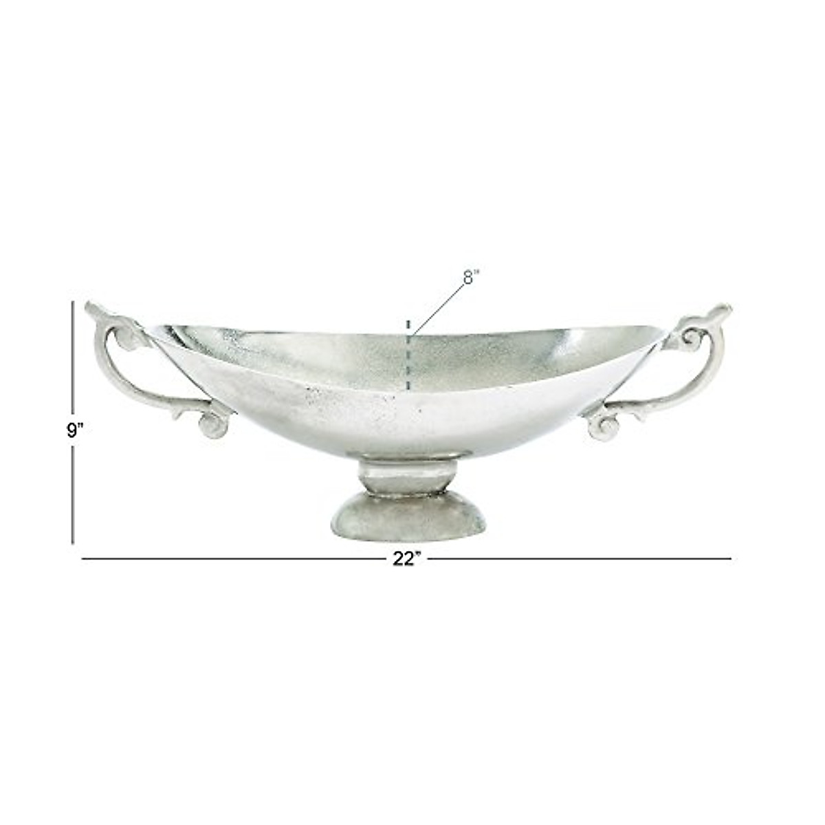 Deco 79 Aluminum Decorative Bowl with Handles, 22" x 8" x 9", Silver
