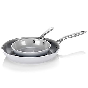 TECHEF - CeraTerra 8" & 12" Ceramic Nonstick Frying Pan Skillet, (PTFE, PFAS, and PFOA Free), Dishwasher Oven Safe, Stainless Steel Handle, Induction-Ready, Made in Korea (2-Piece Set)