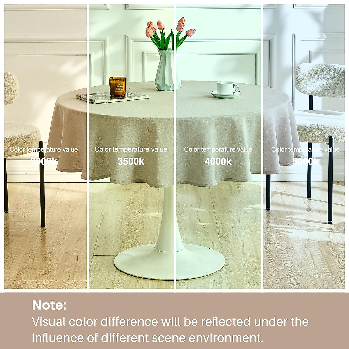 AUSSPVOCT Textured Linen 54 Inch Round Tablecloth Up to 36'' Tables, Waterproof Spill-Proof Fall Table Cloth Wrinkle Free Circle Dining Tablecover for Birthday Farmhouse Easter Holiday Party Decor