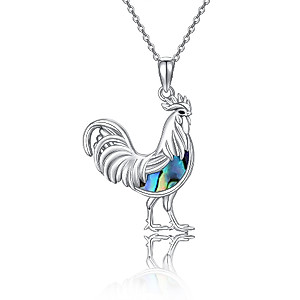 YAFEINI Chicken Necklace 925 Sterling Silver Rooster Pendant Chicken Jewelry for Women…