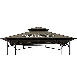 CoastShade 8 x 5 Grill BBQ Gazebo Double Tiered Replacement Canopy Roof Outdoor Barbecue Gazebo Tent Roof Top (Khaki)
