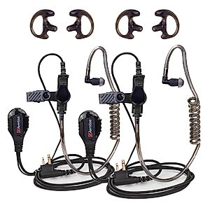 Acoustic Tube Earpiece with Mic for Motorola Walkie Talkies, Surveillance Headset and PTT Compatible with Motorola 2 Way Radios BPR40/CP/CLS/DTR/PR/RDU/RMU Series (Black)