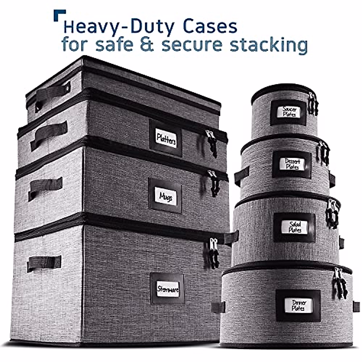 Mug Storage, Stackable Coffee Cup Storage Organizer for a Set of 12 - Padded Mug Storage Box with Dividers, China Storage Containers Hard Shell with Handles & Zippers for Easy Storage & Transport