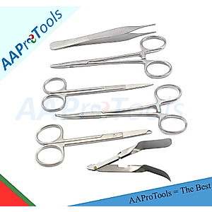 AAProTools Skin Staple Remover Kit Adson Forceps Iris Scissors Webster Needle Holder Mosquito Forceps