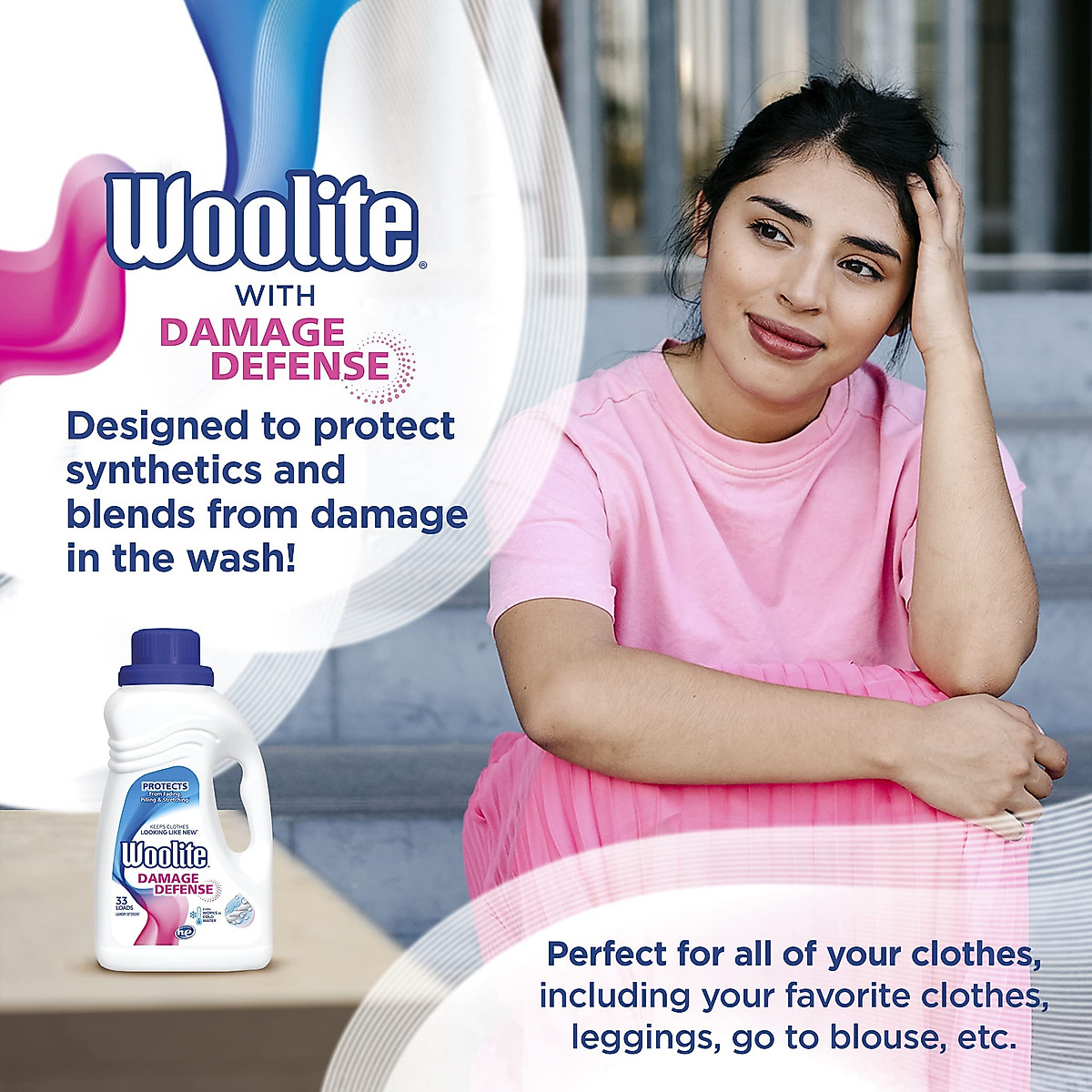 Woolite Damage Defense Liquid Laundry Detergent, Light Fresh Scent, 33 Loads, 50 Fl Oz