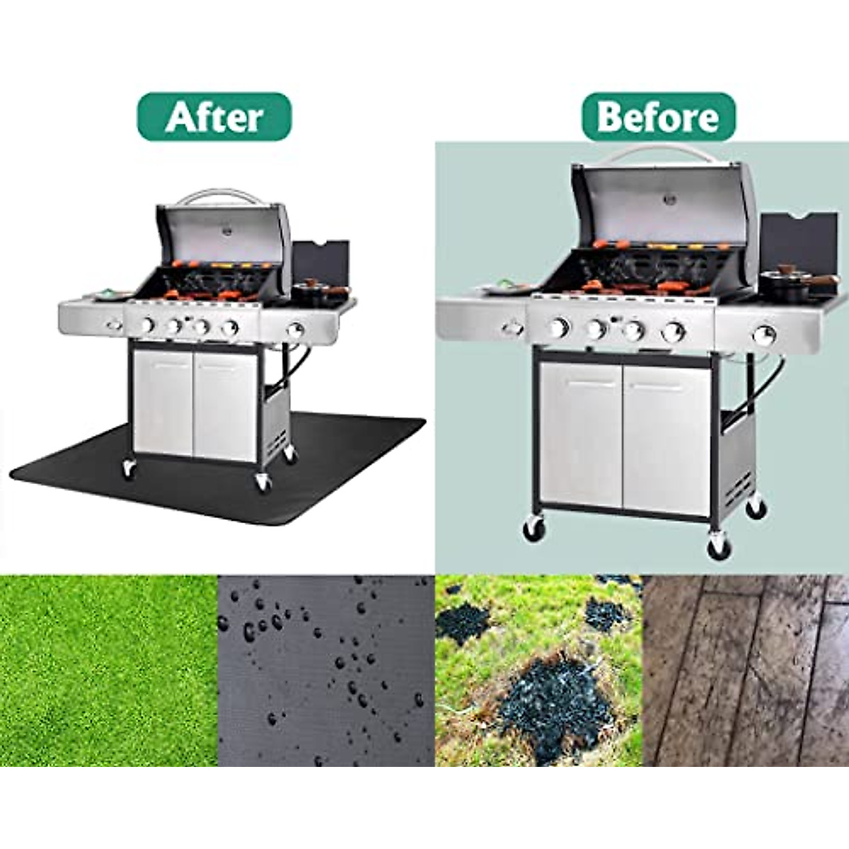 Marvonovo Grill Mats for Outdoor Grill, 60 x 48 Inches Fireproof Mat for Under Fire Pit, Double-Sided Oil-Proof Mats for Fire Pit, Glass Fibre Fire Pit Mat for Charcoal, Gas Grills, Smokers, BBQ