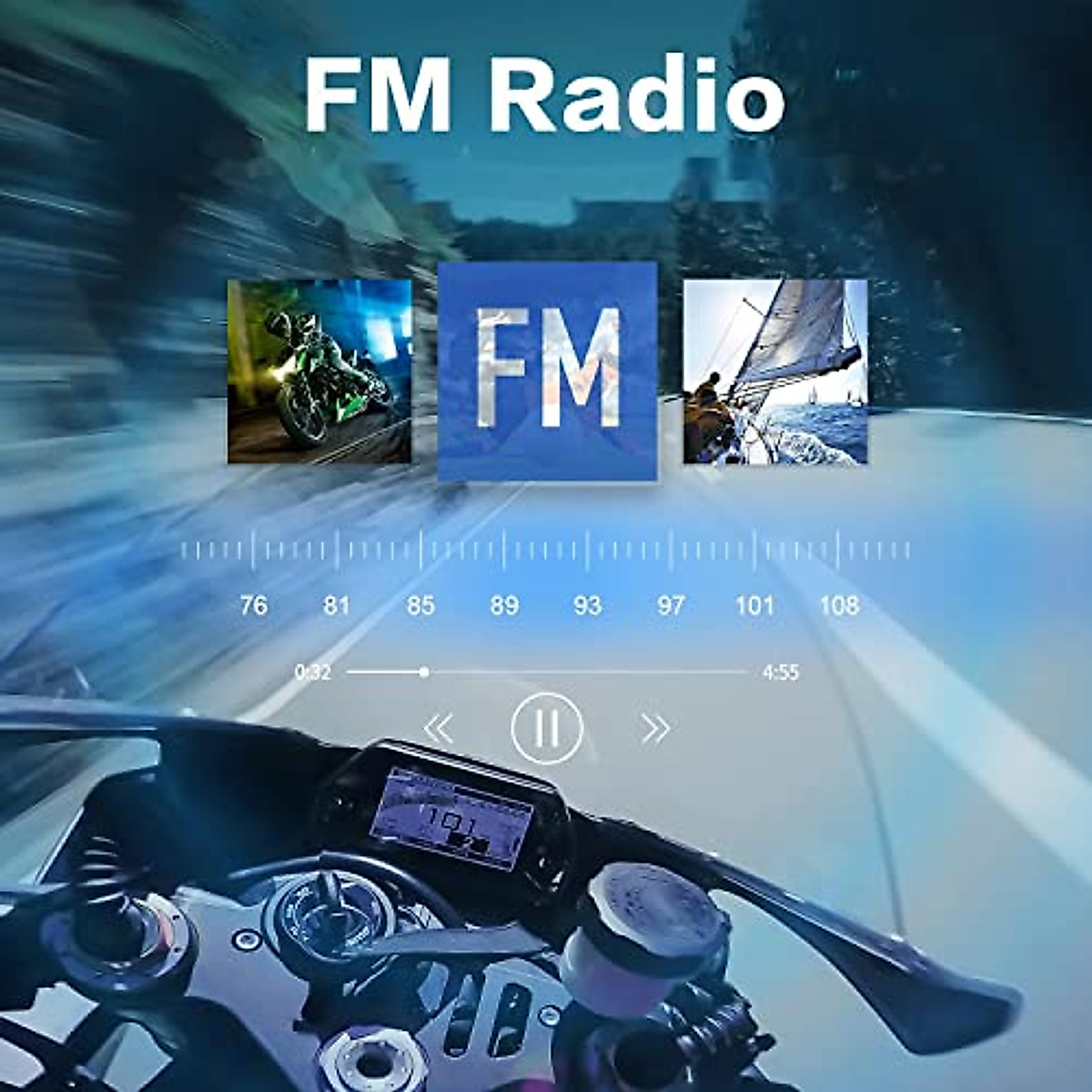 Fodsports FX6S Motorcycle Bluetooth Helmet Intercom Communication System with LED Screen - Connect up to 6 Riders, Voice Dialing, Universal Motorbike Communicator for ATVs and Dirt Bikes - 1 Pack