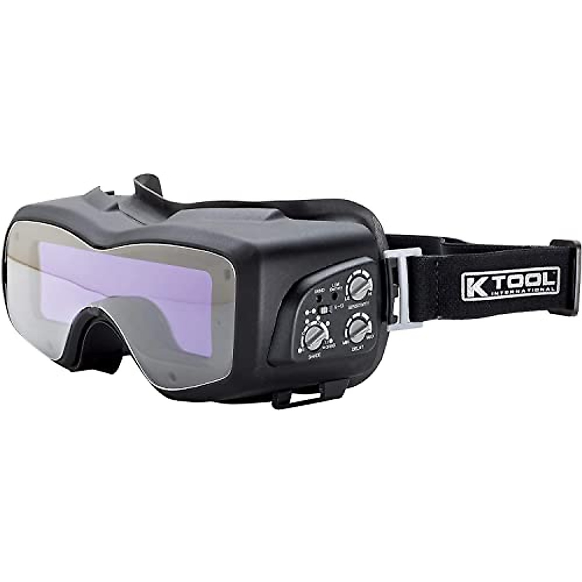 K Tool International 70046 Auto Darkening Welding Goggle Kit for Garages, Repair Shops, and DIY, Lightweight, 5-13 Adjustable Shades, Fire Retardant Hood, Bump Cap, Shield and Carrying Bag, Black/Red