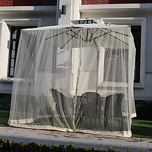 Umbrella Mosquito Netting for Patio Umbrella Canopy Curtains Polyester Netting Screen Mesh Net for Patio Umbrella Cover Net Outdoor 9FT-10FT Bug Net for Outdoor Umbrellas Screen with Zipper Door and