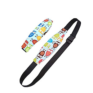 G-Tree 2 Pack Toddler Car Seat Neck Relief and Head Support, Pillow Support Head Band Easy Installation On Most Convertible Seats and Safety to Babies and Kids(Blue,Owls)