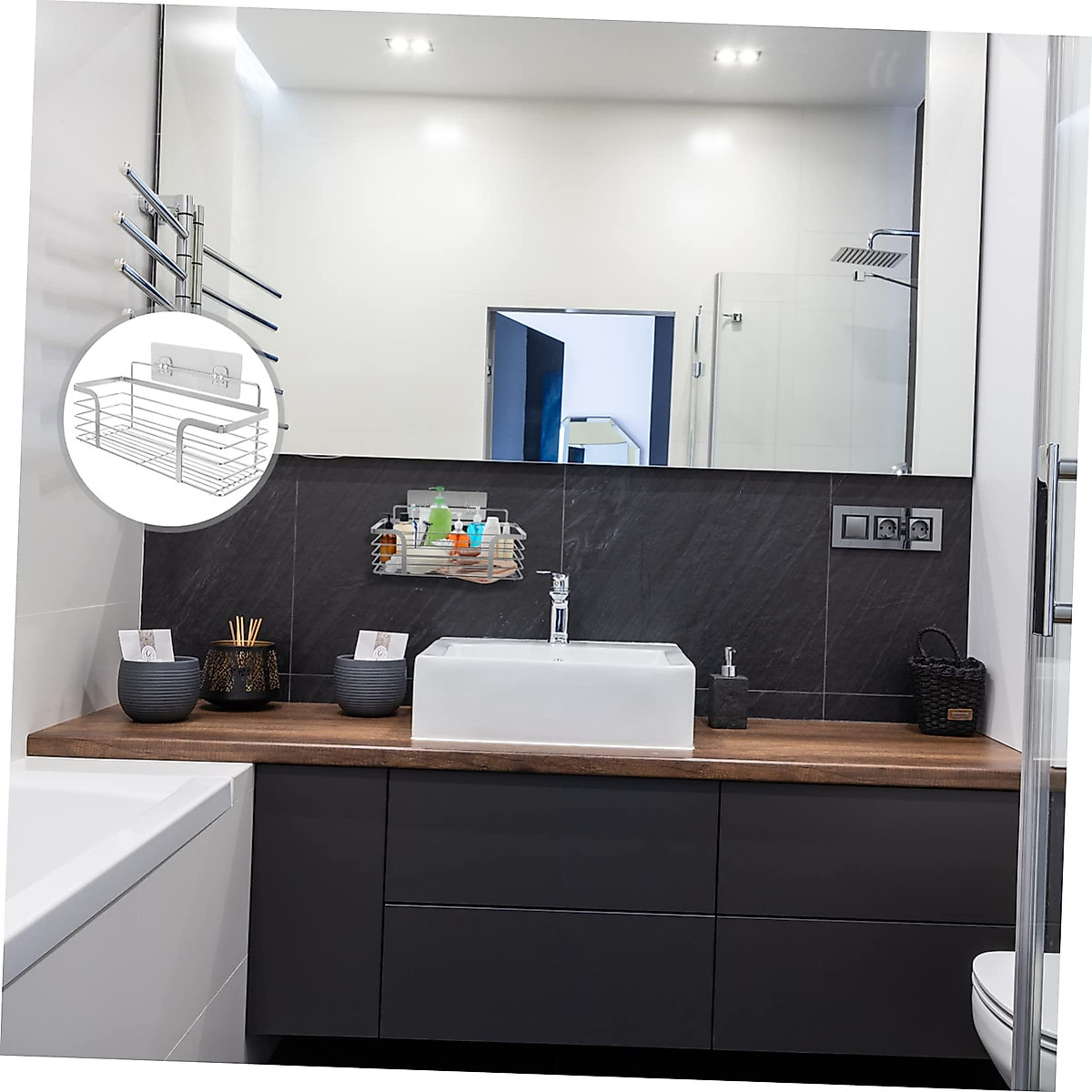 RORPOIR 1pc Stainless Steel Shelf Bathroom Shelf Organizer Shower Organizer Shelf Kitchen Holder Rack Metal Wire Basket Bin Kitchen Sink Holder Sink Drying Holder Sponge Shampoo Rack