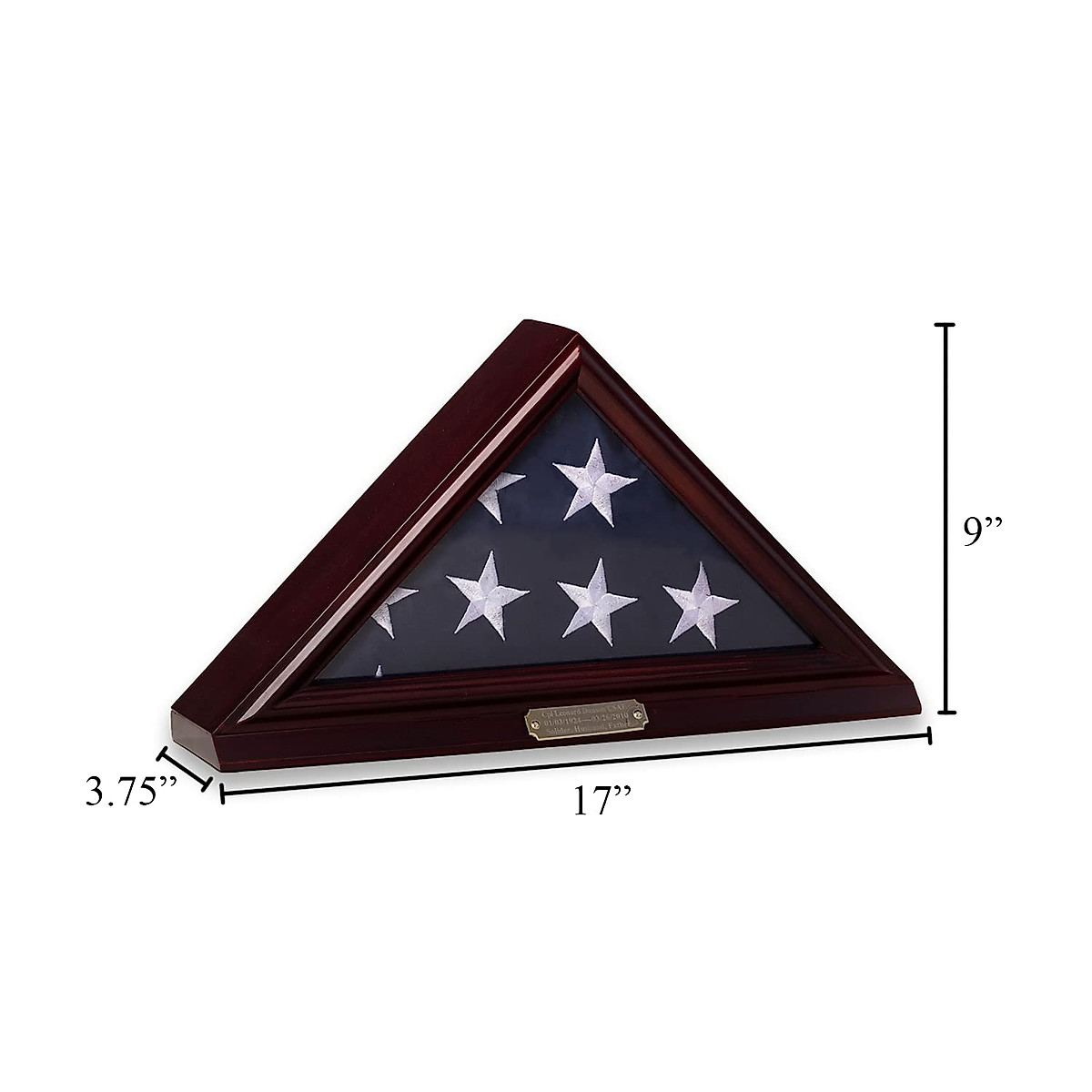 Bey-Berk Custom Personalized Solid Wood Triangle Glass Front Flag Display Case, Holds 3ft by 5ft Flag, Not Suitable for Burial or Memorial Flag (Mahogany) (Mahogany)