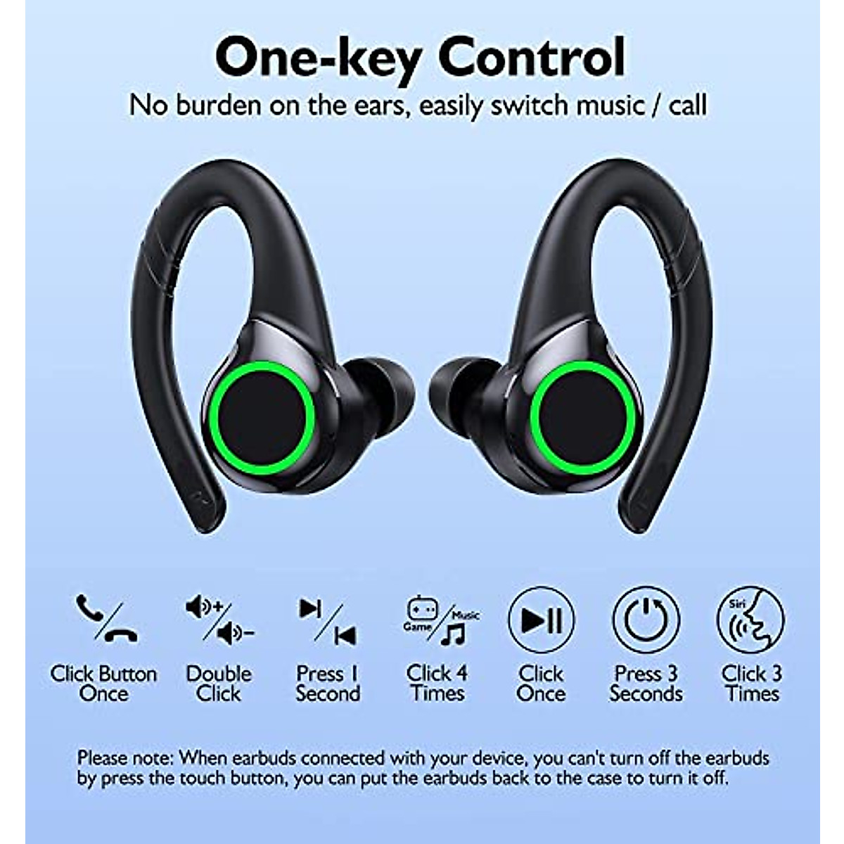 Wireless Earbuds Bluetooth 5.2 Wireless Sports Bluetooth Earphones in Over Ear Headphones with Earhooks Built-in Mic Headset for iPhone 14 Pro Max Android Running Outdoor Workout Sports