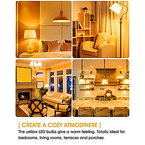 Bug Light Bulbs Outdoor, 40W Equivalent Amber Yellow LED Bug Lights for Outside, 6W 500LM 2000K for Porch Lights, Non-Attracting, Not-Dimmable A19 Bulb for Patio, Deck, Backyard, Hallway, 2 Pack