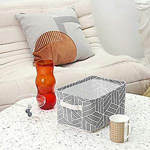 6 Pcs Storage Basket Foldable Cube Fabric Bins Square Mini Box Receive Organizer Rectangle Canvas with Handles for Nursery Home Office Kids Toys Books Small 11x8x6.3 inch Grey