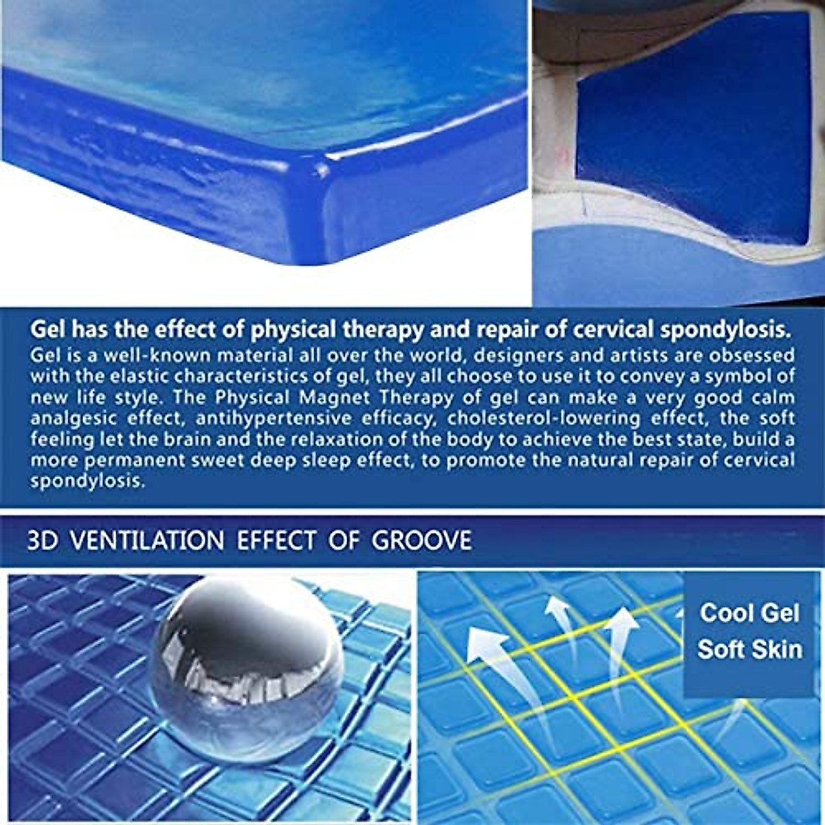 PLSUSJHAO Motorcycle Seat Gel Pad Motorbike Seat Cushion Shock Absorption Mats Comfort Soft Cooling DIY Seat Pad Reduce Fatigue Cushion for Office Chair Car Saddles (25 x 22 x 1cm)