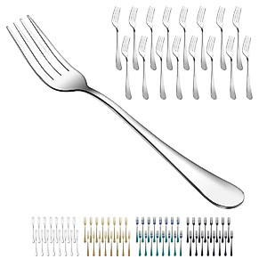 ITITT 16 Piece Dinner Forks, 8 Inch, Top Food Grade Extra-Fine Stainless Steel Silverware Forks，Silverware Set, Dishwasher Safe （Silver)