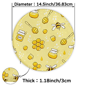 Bee Round Seat Cushion, Cute Bee Honeycombs Chair Cushions Soft Memory Foam Chair Pad Reversible Washable Seat Chair Pad with Zipper for Office Kitchen Dining Room Chair