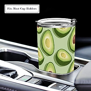 sanluoli Cute Cartoon Avocado Stainless Steel cups with lids reusable with Straw Lid coffee travel mug 20oz for café cute vacuum insulated tumbler with lid 20 OZ