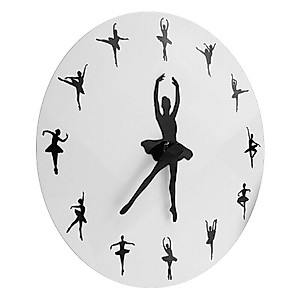 Timelike Ballerina Wall Clock Ballet Dancing Hanging Decor Clock Dancer Home Decor Gift White
