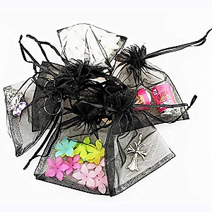 G2PLUS 4''X6 Organza Bags,100PCS 10X15CM Drawstring Organza Jewelry Favor Pouches Wedding Party Festival Gift Bags Candy Bags (Black)