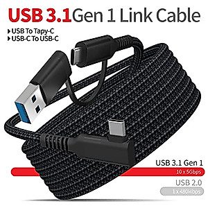 2 in 1 Fast Charging USB C Cable 10 FT 16 FT for Oculus Quest VR Gaming Headset Power Supply Cable PC Data Transfer type c charging cable fast charging 10ft 16ft for Oculus Quest VR Gaming Headset