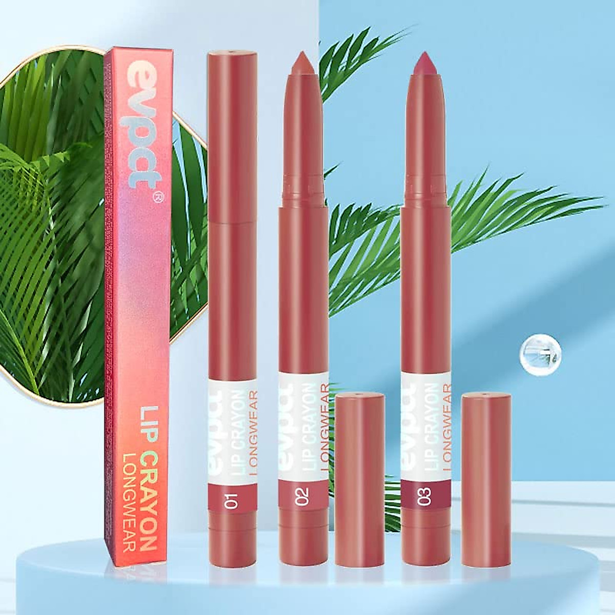 BINGBRUSH 3 Colors Crayon Matte Longwear Lipstick Pack Set,Moisture Smooth Lipliner With Built-in Sharpener Ultimate for Makeup- Nourishing Lipgloss