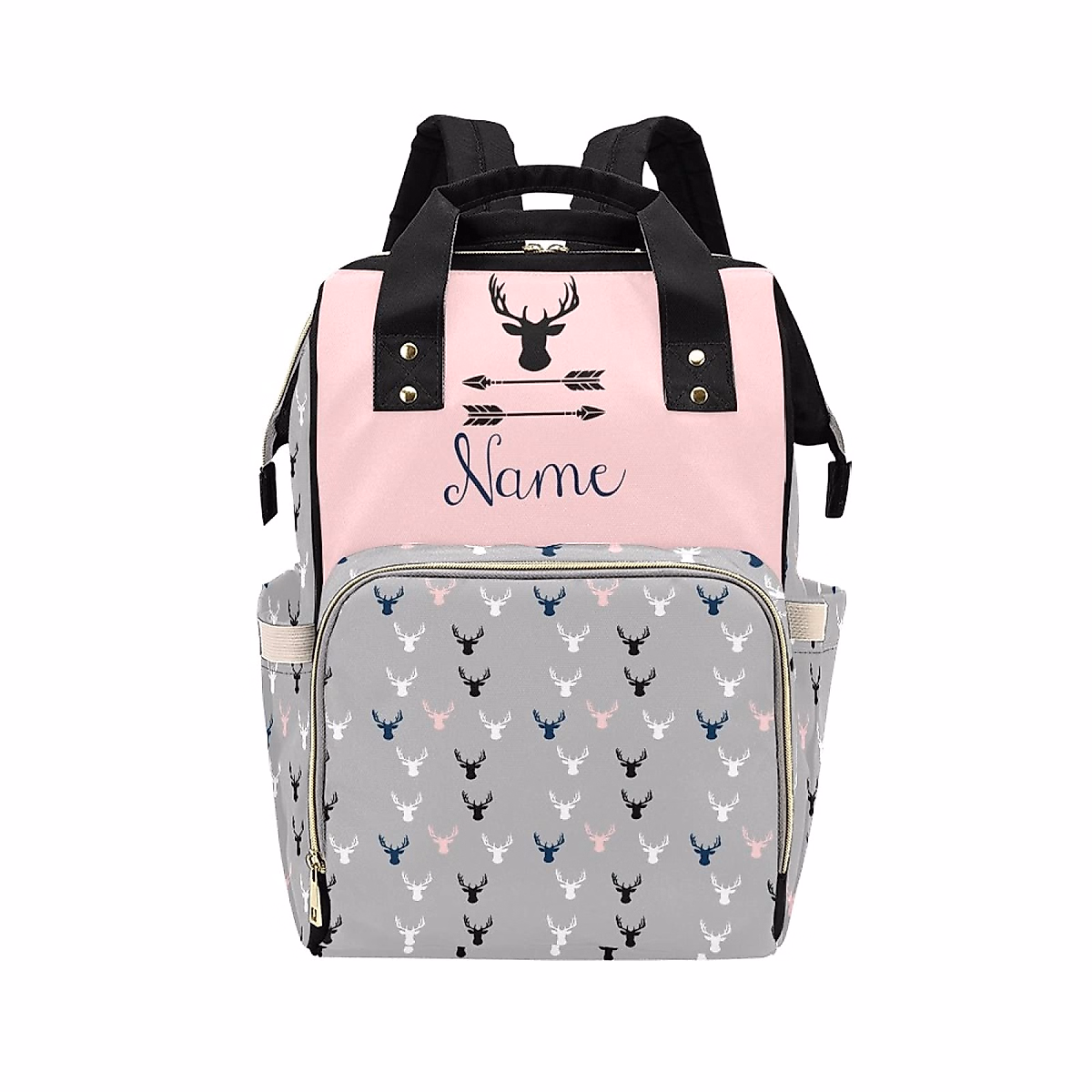 bliblisa Personalized Woodland Moose Arrow Mommy Nursing Bags Baby Girl Boy Name Diaper Bags