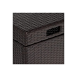 HomeStock Rustic Retreat Outdoor Wicker Trash Bin - Brown Finish, 16 x 16 x 31.5 inches, Manual Lift Lid, Sturdy Steel and Wicker Construction, Modern Patio/Lawn/Porch Trash Bin Brown