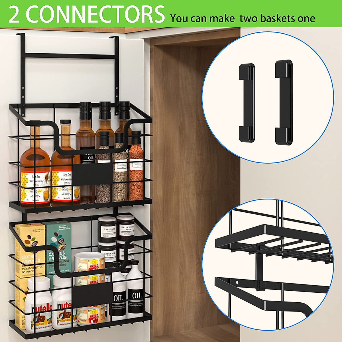 YEEBEIJIM Over the Cabinet Door Organizer 3 Pack, Kitchen Cabinet Organizer Wall Mount Storage Basket for Cutting Board, Grid Storage Basket Holder Rack for Kitchen Pantry Bathroom