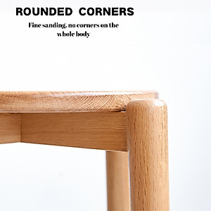 Grewood Small Wood Stool, 100% Oak Wood Kitchen & Dining Room Bench, Kids Stools, Stackable Stools for Living Room,Home, Classroom, Easy Assembly, 16.73IN