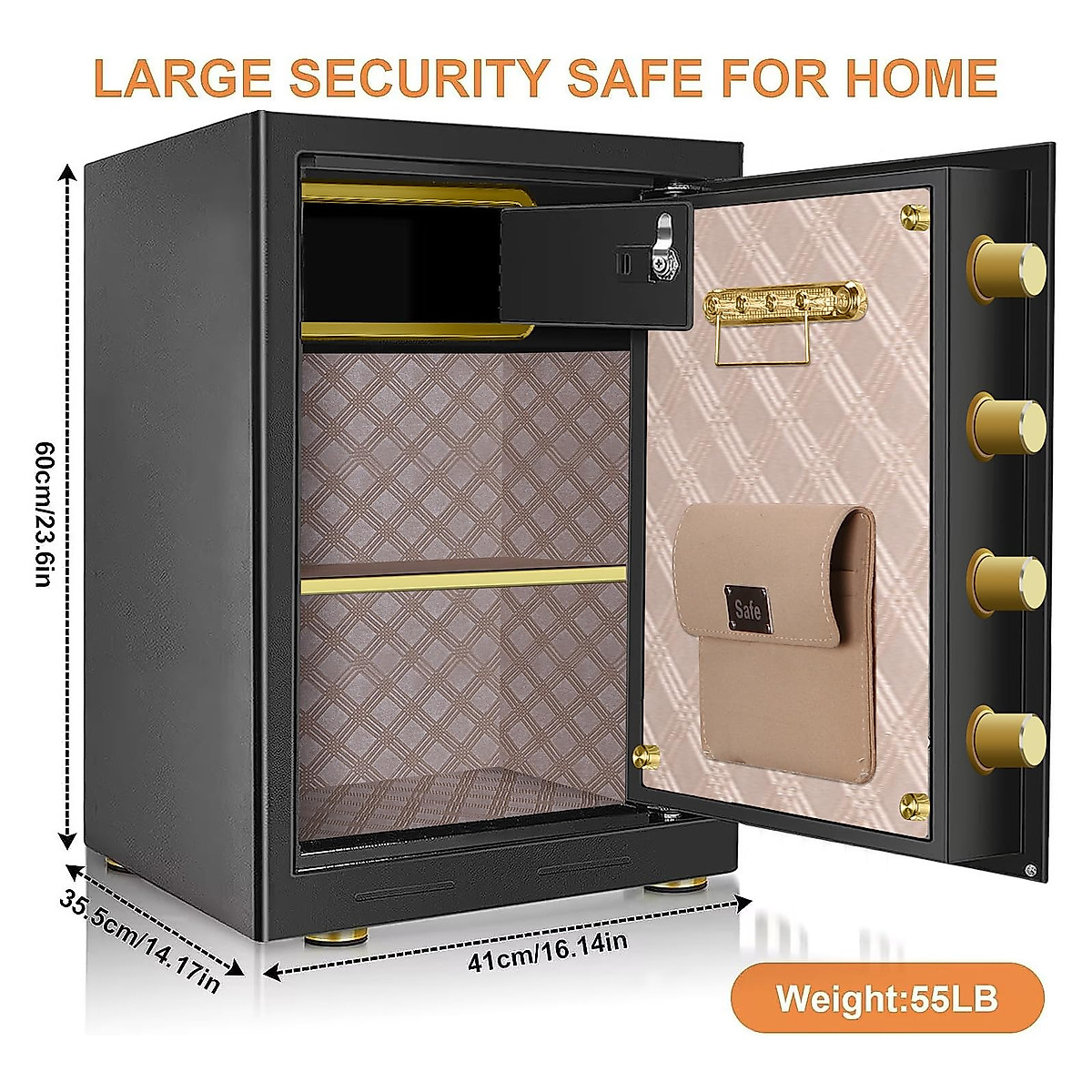 4.0 Cu ft Extra Large Heavy Duty Home Safe Fireproof Waterproof, Anti-Theft Digital Home Security Safe Box With Fireproof Document Bag, Fireproof Safe for Home Business Office Valuables