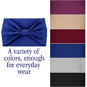 WILLBOND 6 Pcs Wide Headbands for Women African Boho Large Turbans Elastic Knotted Head Wrap Girl Big Yoga Sport Hair Band(Classic Pattern)