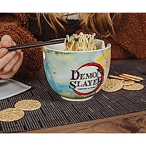 Toynk Demon Slayer Cast Japanese Dinnerware Set | 18-Ounce Ramen Bowl with Chopsticks