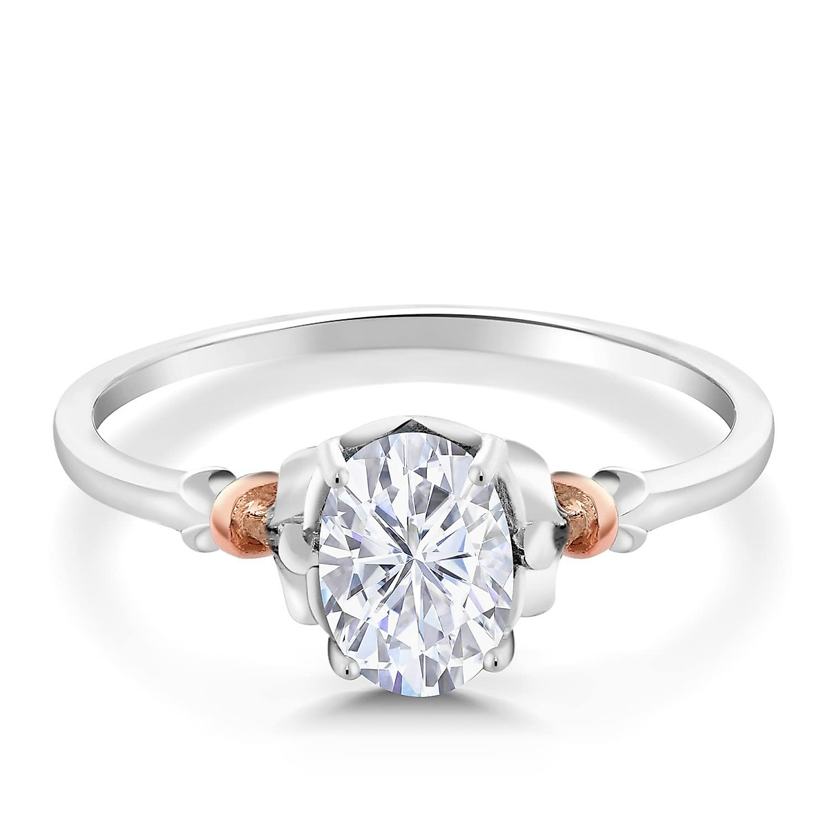 Gem Stone King 925 Silver and 10K Rose Gold Oval Gemstone Birthstone Engagement Ring | Oval 7X5MM | Wedding Engagement Anniversary Solitaire Promise Ring For Women