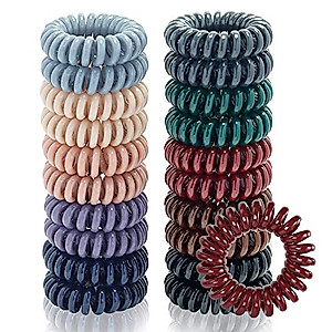 20 Pcs Spiral Hair Ties, TailaiMei No Crease Coil Hair Ties, Phone Cord Hair Ties for Thick Hair - Women Ponytail Holder Elastics(10 Color)