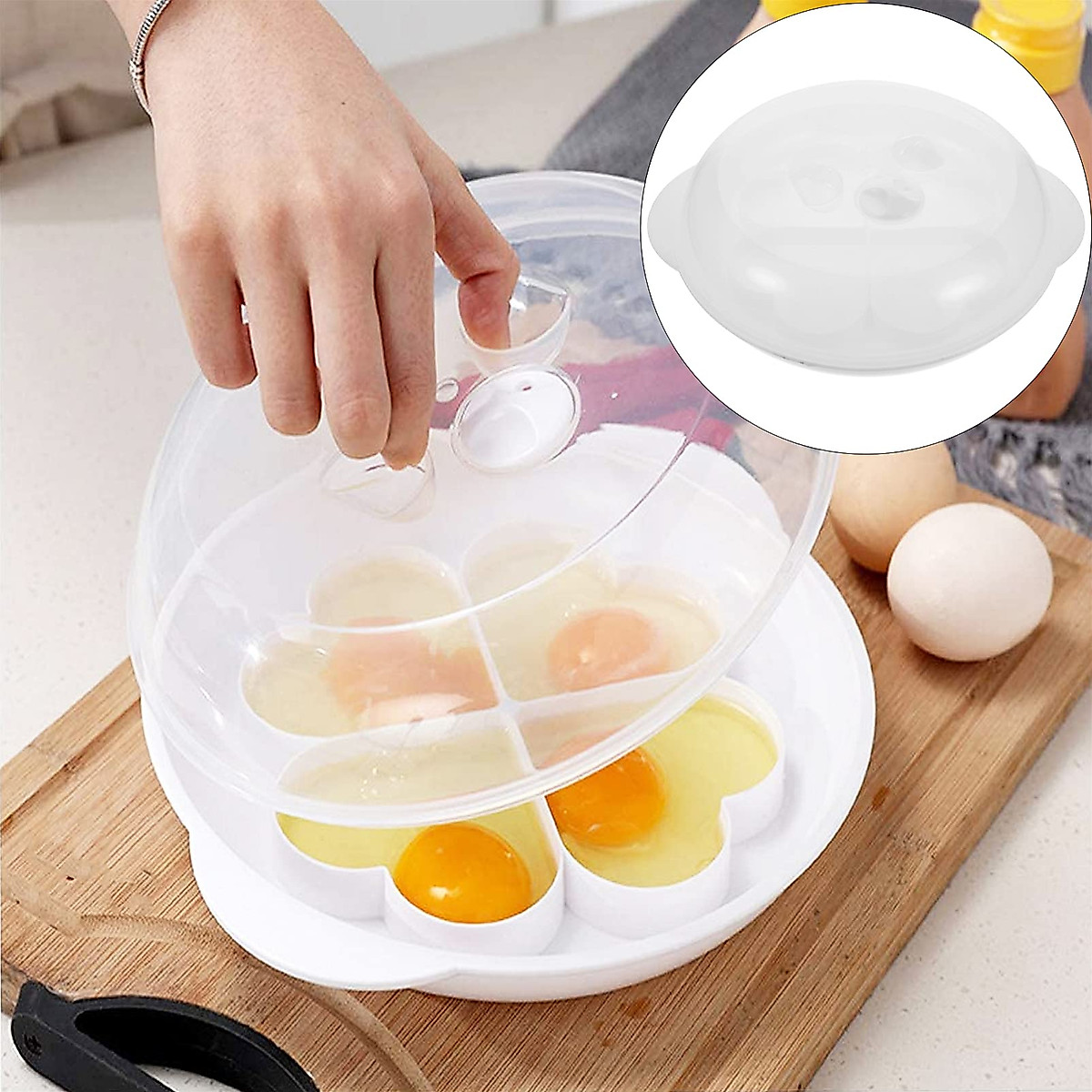 OSALADI Microwave 4 Egg Poacher Heart Shaped Egg Poaching Cup BPA Free Nonstick Silicone Egg Poachers for Home Kitchen Breakfast Brunch