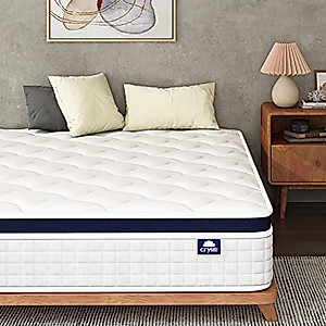 Crystli King Size Mattress Bed in A Box, 10 Inch Hybrid Mattress with Zero Pressure Foam, Innerspring Mattress for Pressure Relief & Cool Sleep, Motion Isolation, Medium Firm, CertiPUR-US Certified