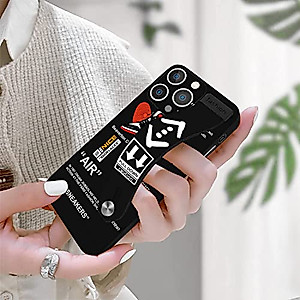 STORYBOX for iPhone 13 Pro Max Cool Wristband Case for Boys,Sports Shoes Brand Style Designer Kickstand Case and Trendy Off Black White Pattern,Shockproof Protective Case