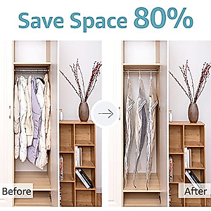CLEVHOM Vacuum Storage Space Saver Bags Set of 6 (Long Size 342.9 x 177.8 inches), Free Up 80% Space for Closet Organization, No Pumps Needed Vacuum Sealer Bags for Suits, Dresses, Jackets.