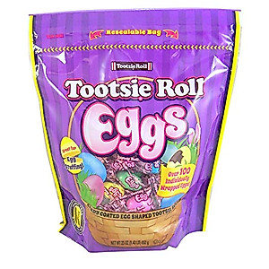 Tootsie Roll Eggs Candy Coated Egg Shaped Individually Wrapped Easter Candy, 23 oz Resealable Bag (Single)