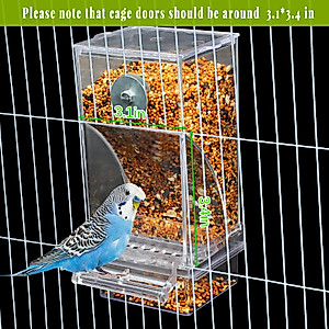 Rypet No Mess Automatic Bird Feeder Transparent Food Container Cage Acrylic Parrot Feeder Accessories for Small Birds Parrot Cockatoo Canary
