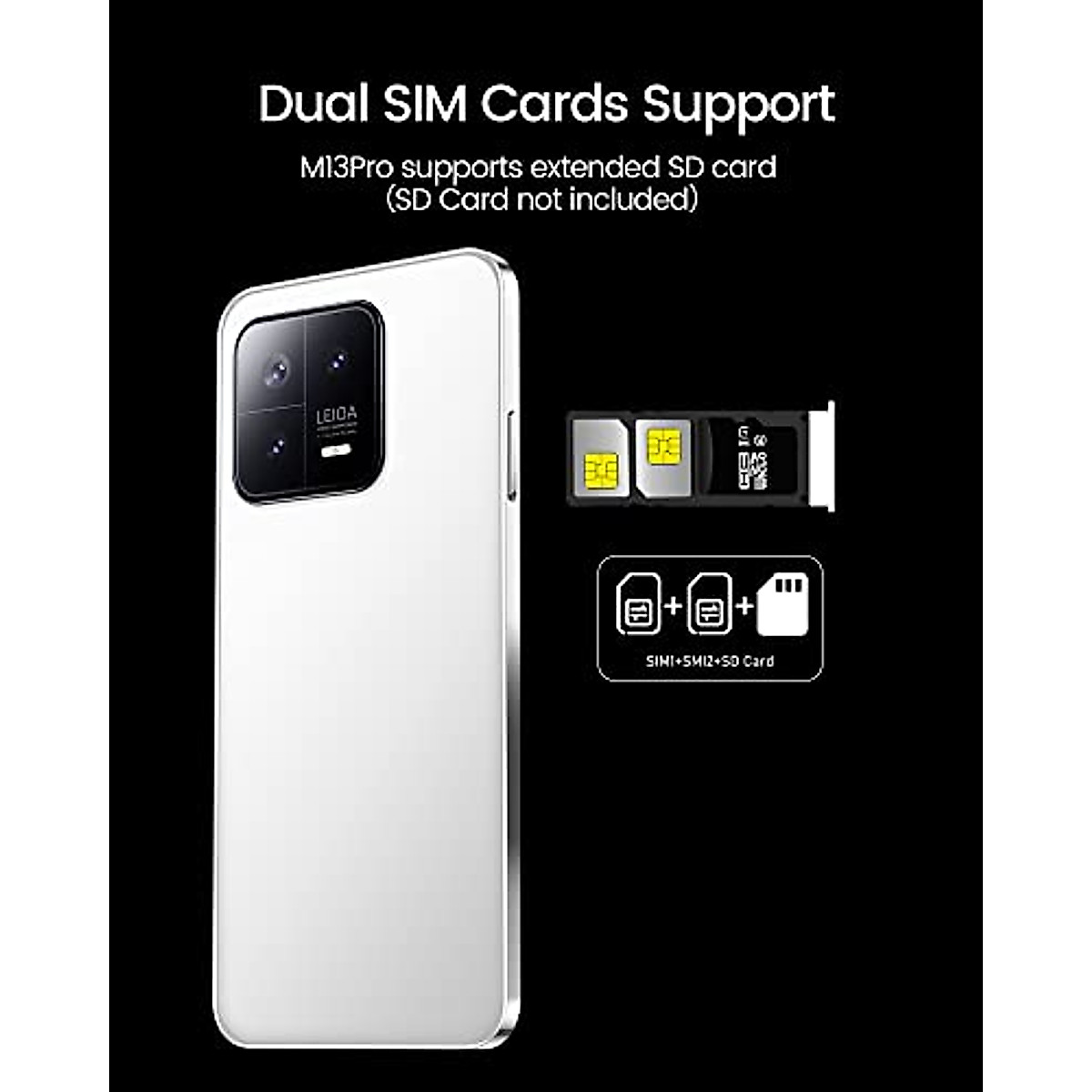 Echoamo M13 Pro 5G Unlocked Cell Phone - 6.8" FHD+Display 5G/4G Android Smartphone,Dual SIM,64MP+13MP+8MP Triple Camera, 5800mAh Battery - 4GB+128GB