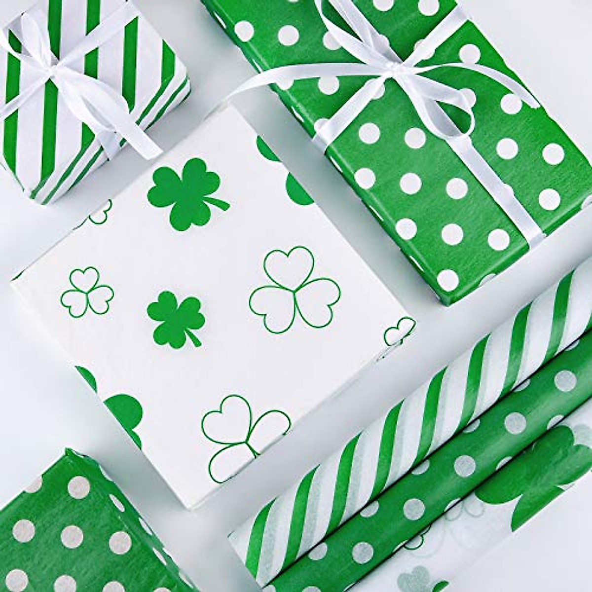 PLULON 60 Sheets Saint Patrick Gift Wrapping Tissue Paper Birthday, Tissue Paper for Home, Kitchen, DIY Crafts, Wrapping Accessory (Green)